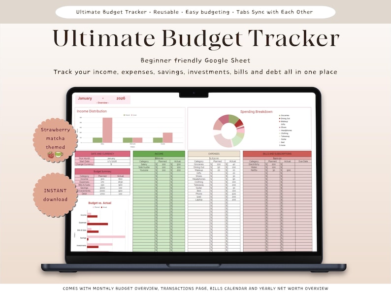 Ultimate Budget Planner Spreadsheet | Google Sheets Budget Tracker ...