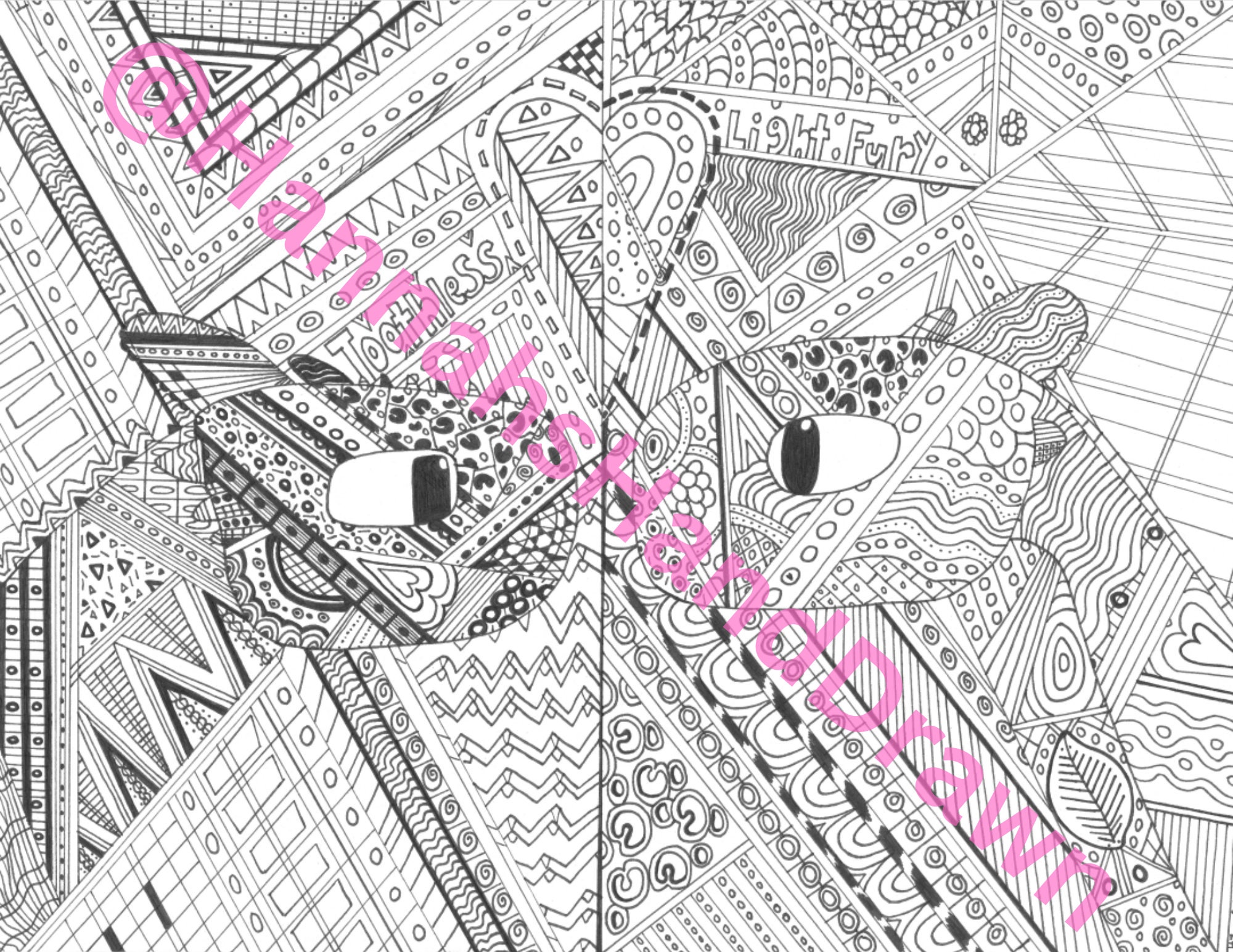 Toothless and Light Fury Hand-drawn Coloring Page - Digital Download ...