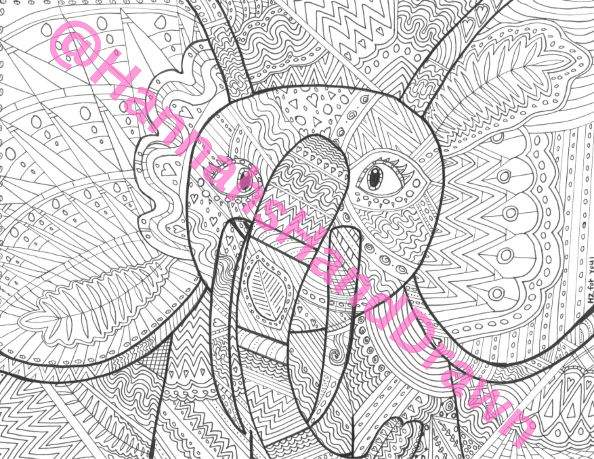 Majestic Elephant Hand-drawn Coloring Page - Digital Download - Etsy