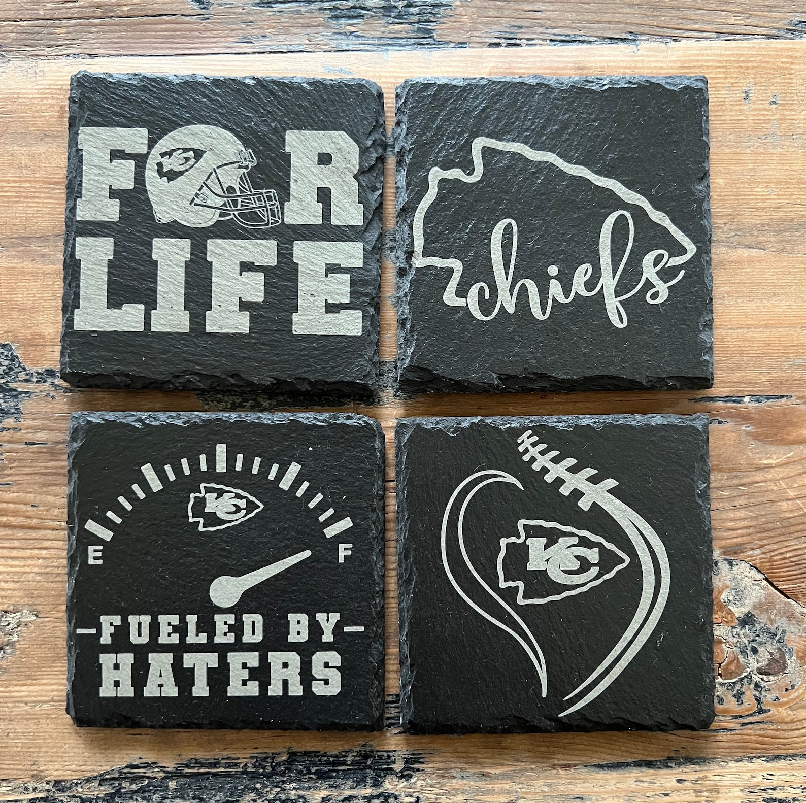 Kansas City Chiefs Slate Coaster Set of 4, Laser Engraved - Etsy