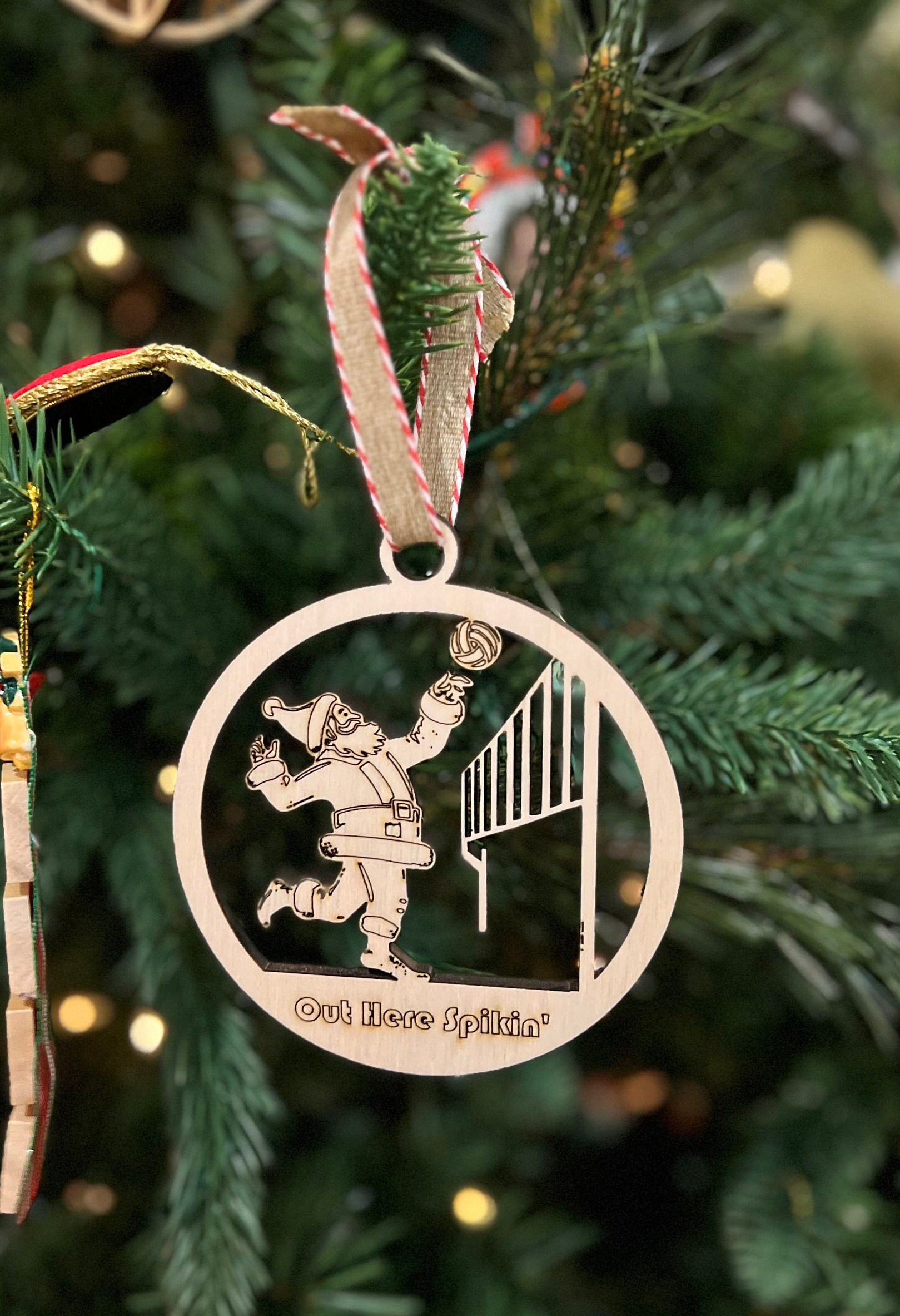 Santa Volleyball Wooden Ornament - Our Here Spikin' - Laser Cut - Etsy