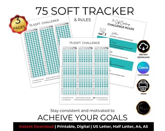 75 Soft Challenge Tracker EDITABLE Customizable Canva Template 75 Soft ...