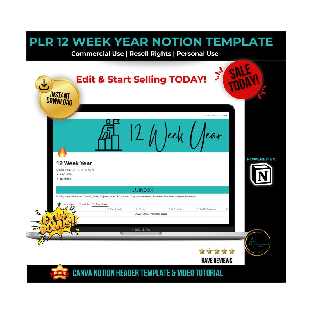 12 WEEK PLANNER 12 Week Year Template, 12 Week Year Notion, 12 Week ...