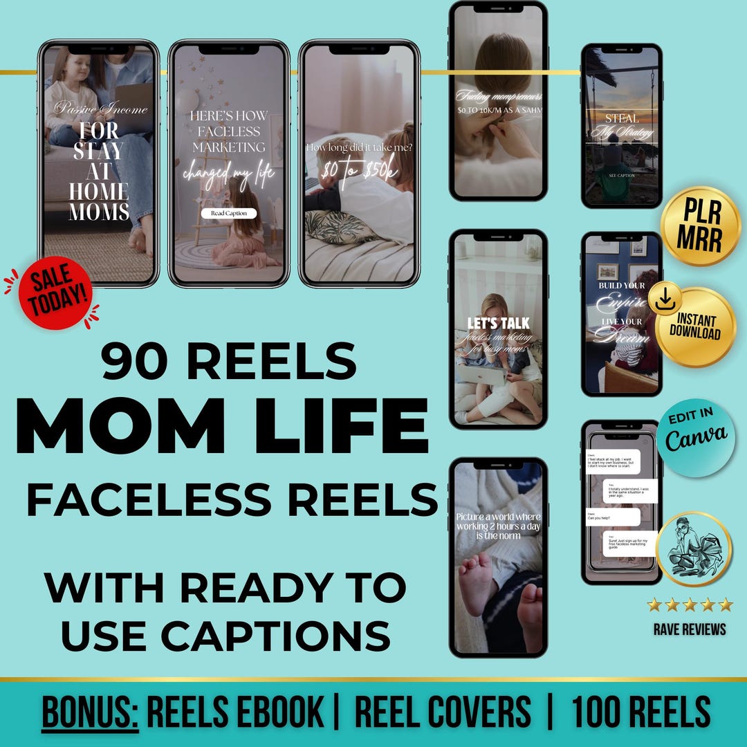 90 Motherhood Reels Template PLR MRR, Mom Life Reels, Faceless ...