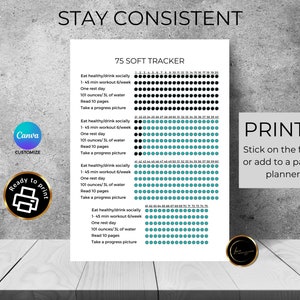 75 Soft Challenge Tracker Editable Canva, 75 Soft Challenge Tracker ...