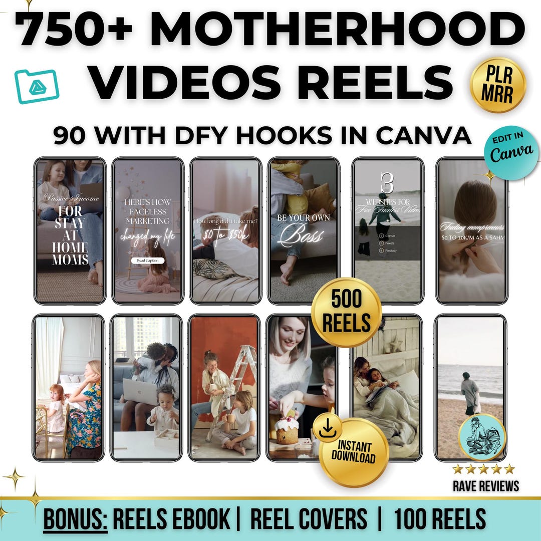 Motherhood Reels Template PLR MRR Mom Life Reels Motherhood Faceless ...