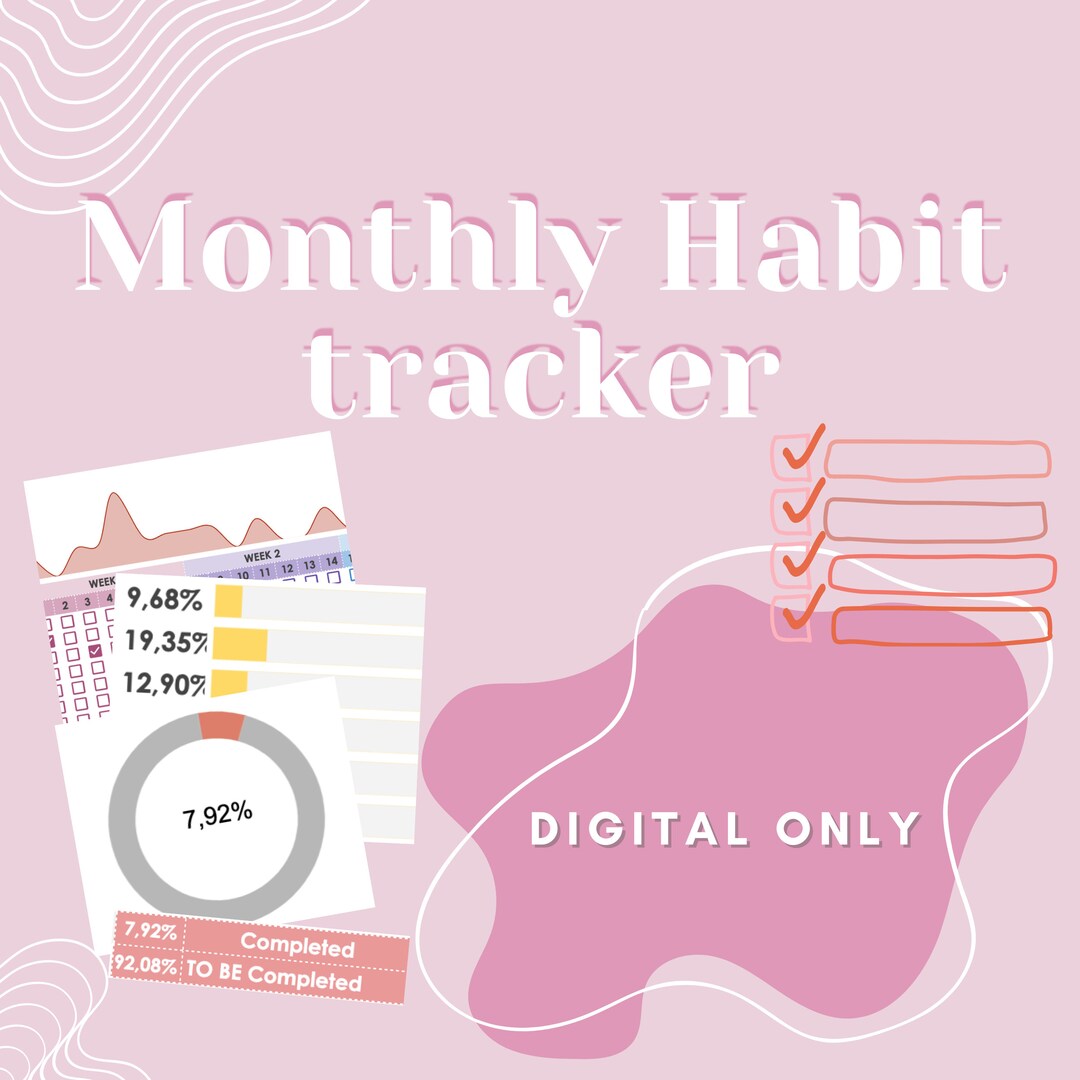 Monthly Habits Tracker Digital Only - Etsy