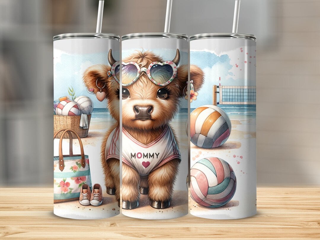 Highland Cow Tumbler, Cute Beach Themed Cow With Sunglasses, Perfect ...
