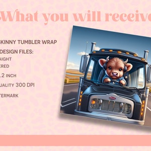 Highland Cow Peterbilt Trucker Png Seamless Sublimation Design for 20oz ...