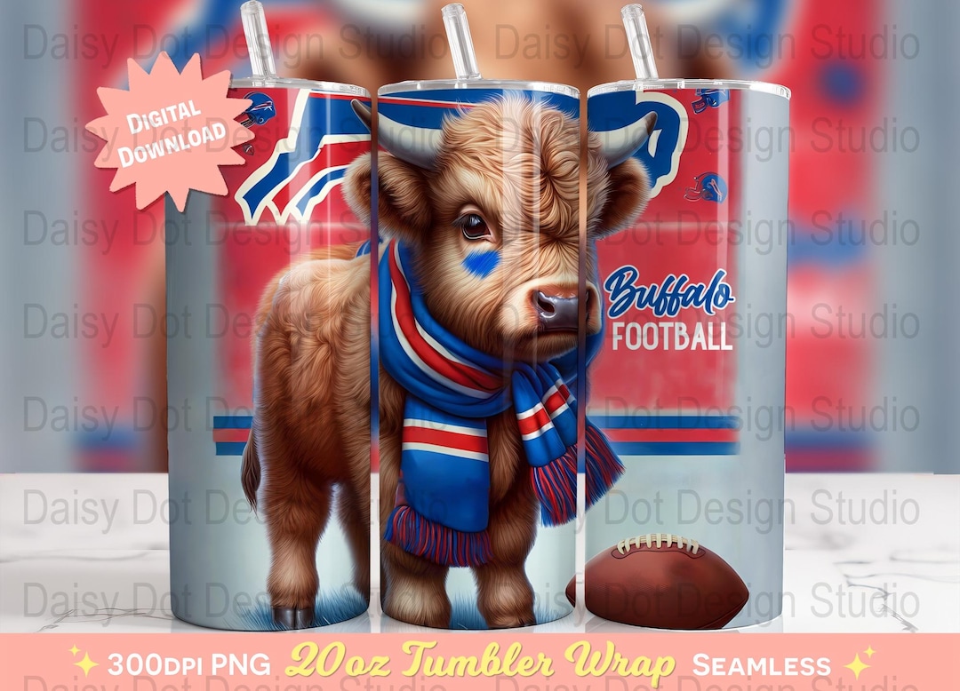 Buffalo Football Highland Cow, 20oz Tumbler Wrap, Digital Download ...