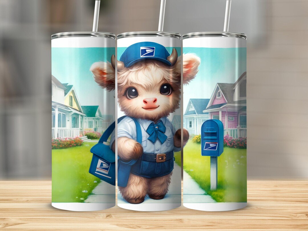 Highland Cow Mailman Tumbler, Cute Gift for Mail Carrier, Personalized ...