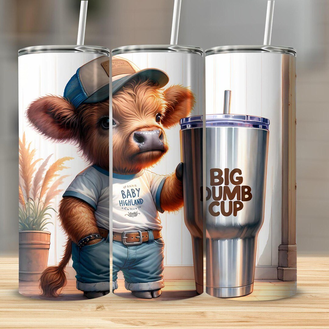 Cute Highland Cow Tumbler, Funny Big Dumb Cup for Animal Lovers ...