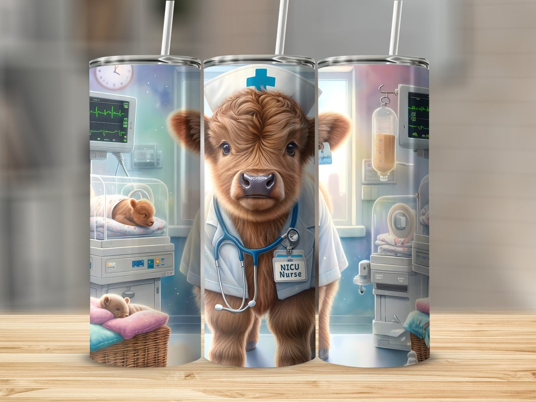 Highland Cow Nurse Tumbler, Quirky NICU Nurse Cow Cup, Perfect Gift for ...