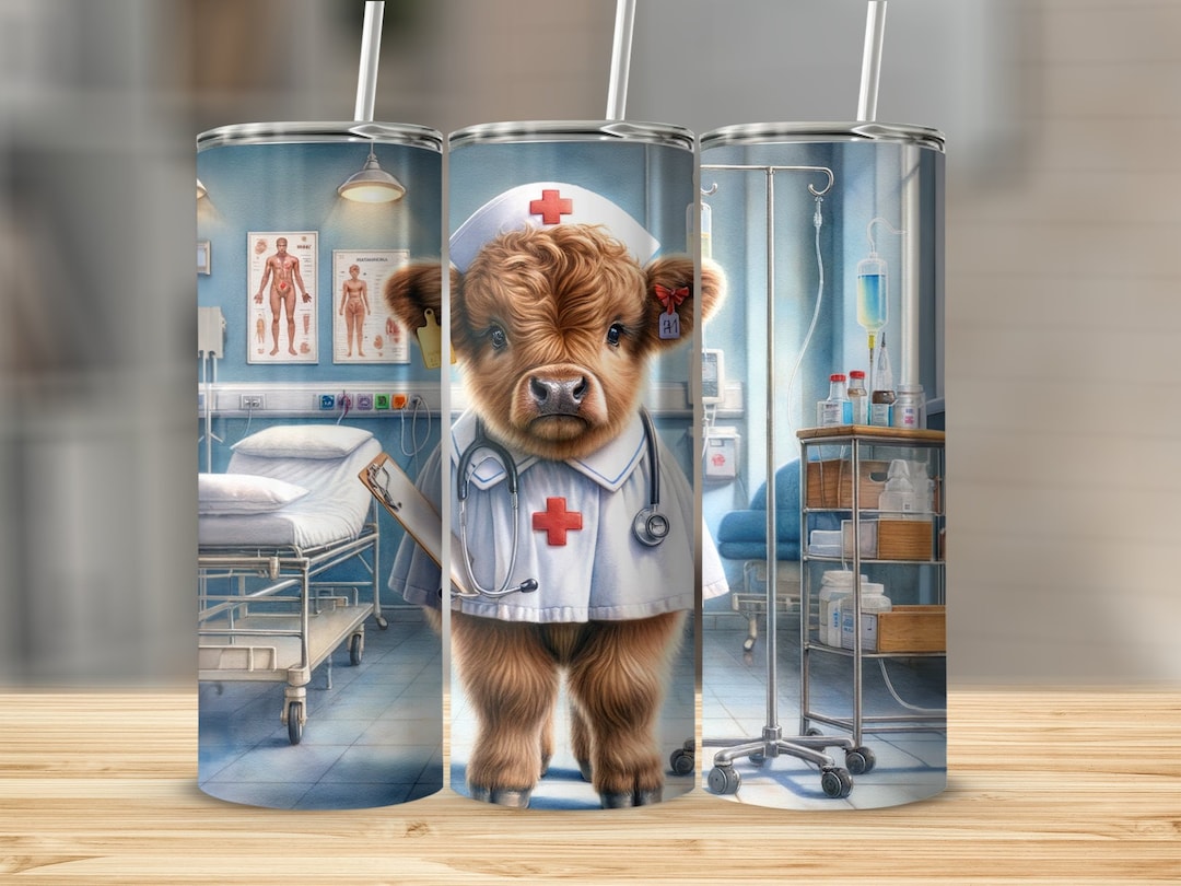 Highland Cow Nurse Tumbler, Cute Cow Nursing Student Gift, Hospital ...