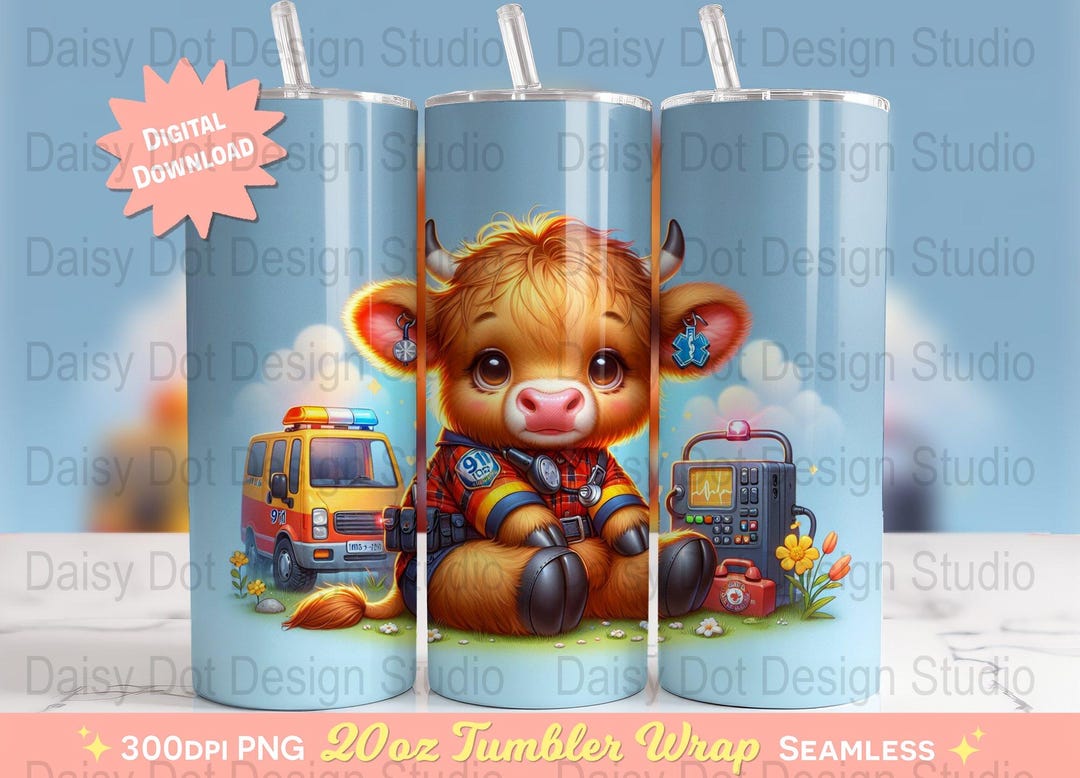 Dispatcher Tumbler Wrap, Adorable 911 Dispatcher Highland Cow Design ...