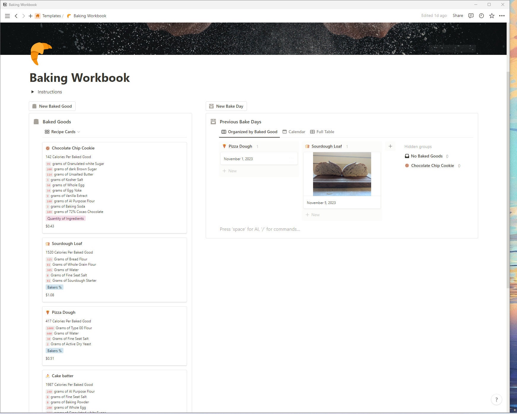 Baking Workbook Notion Template - Etsy