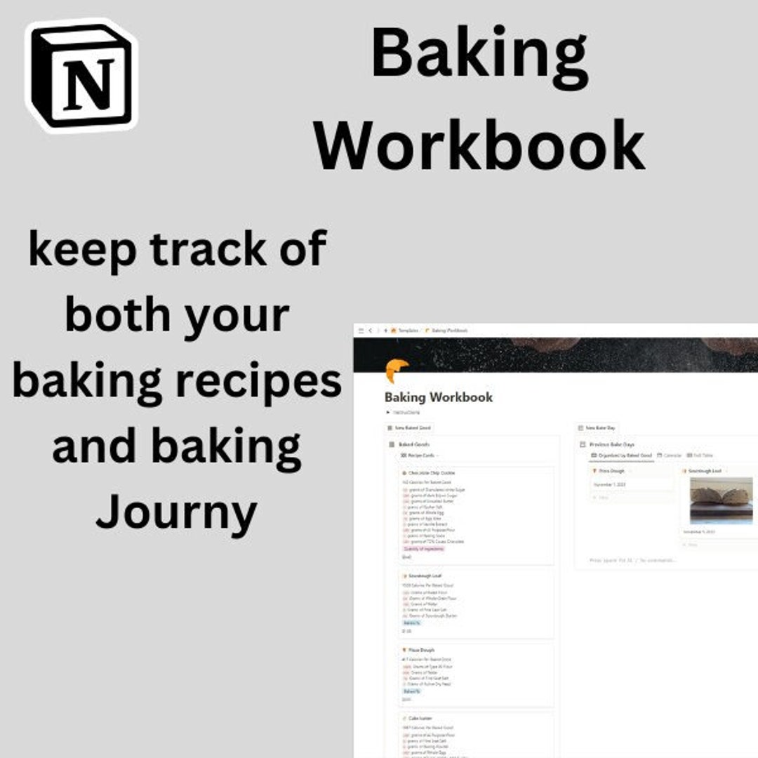Baking Workbook Notion Template - Etsy
