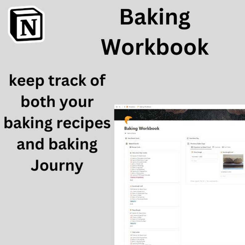 Baking Workbook Notion Template - Etsy
