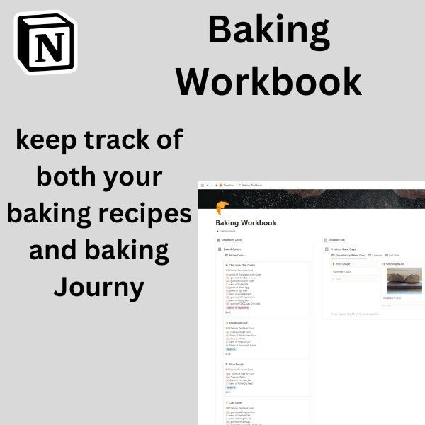 Baking Workbook Notion Template - Etsy