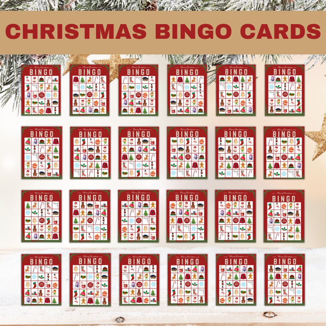 Printable CHRISTMAS Bingo Cards, INSTANT Download, Fun Holiday Bingo ...