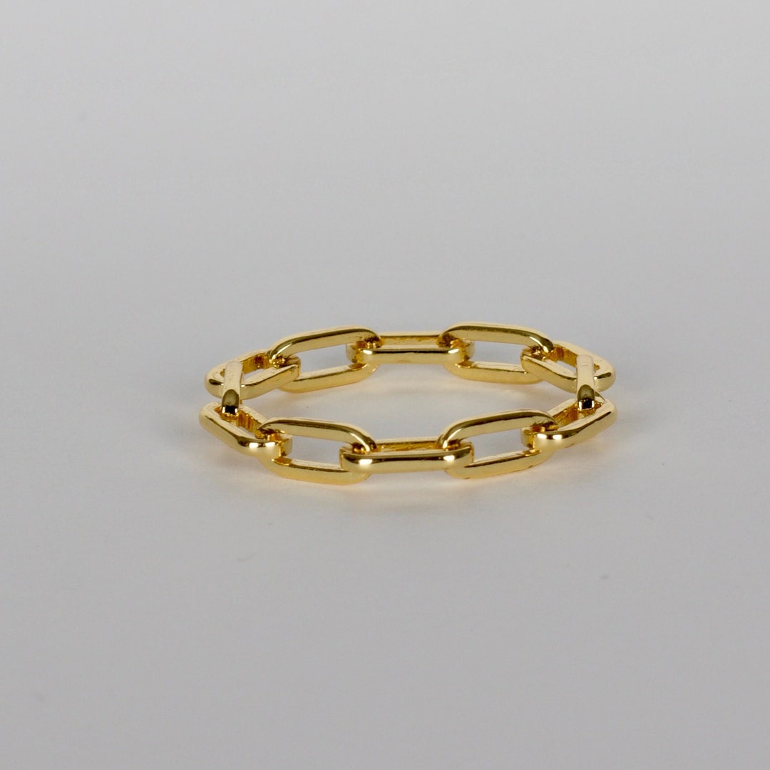 14k Gold Plated Chain Link Ring | Minimalist Style | Statement Jewelry ...