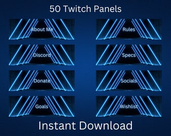 Simple Blue Neon Twitch Panels for Streamers - Etsy