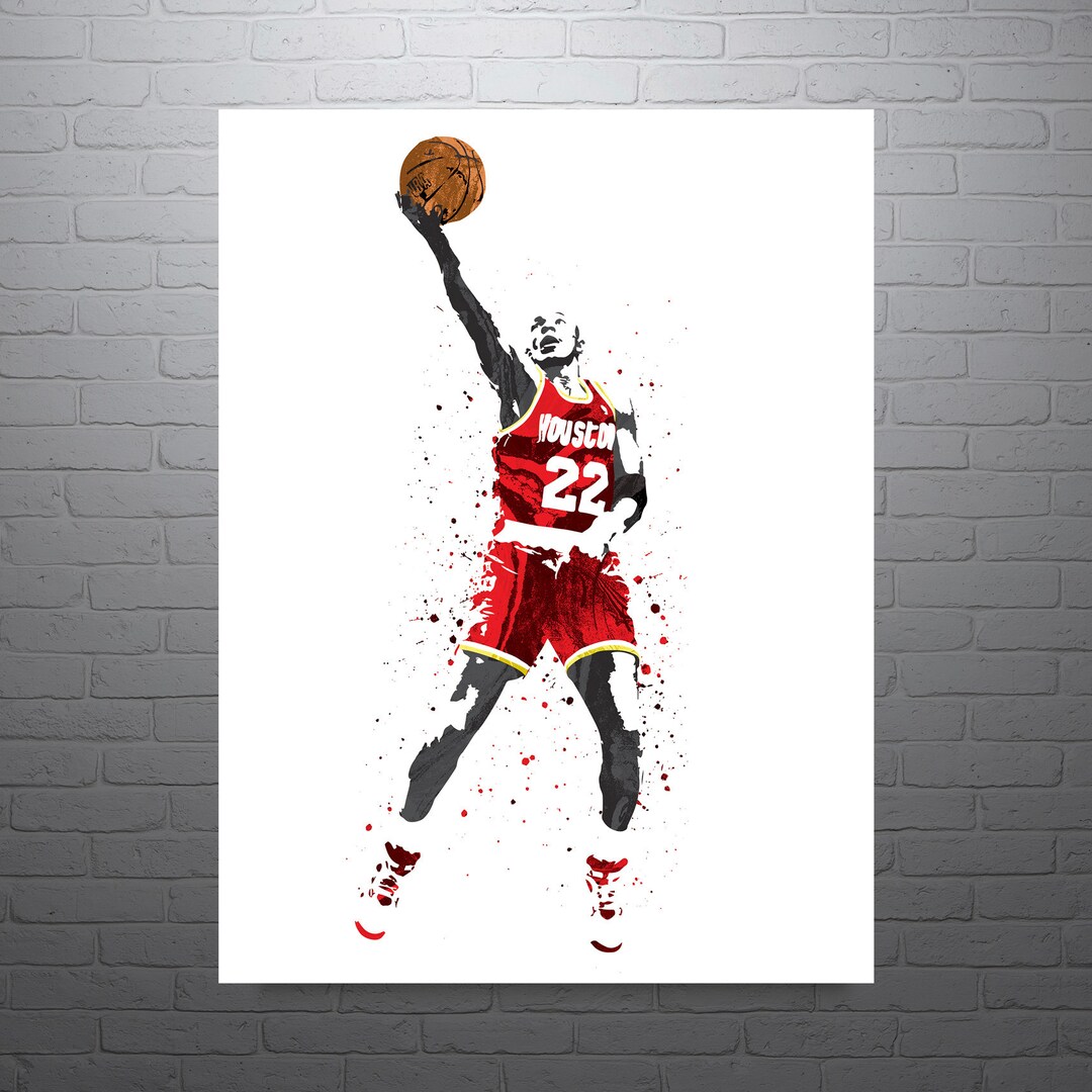 Clyde Drexler Houston Rockets Basketball Art Poster-free US Shipping - Etsy