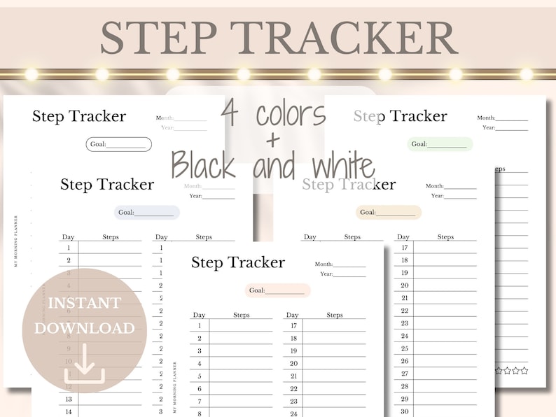 Step Tracker B6 Printable Ring Binder Insert, Daily Exercise Health ...