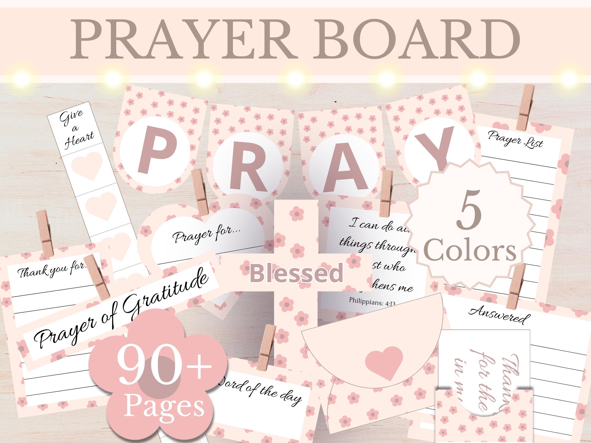 Prayer Board Kit Printable Pink Flower Bulletin Board Kit Floral ...