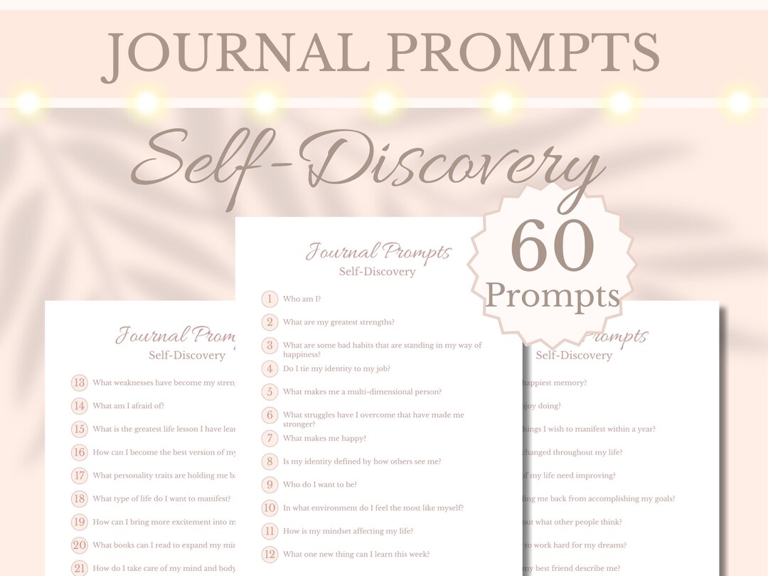 60 Journal Prompts Self-discovery Printable Journaling Prompts ...