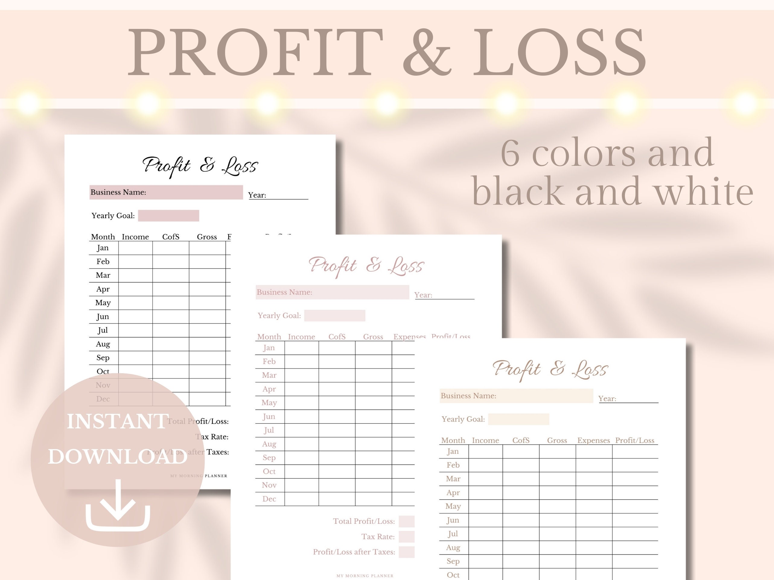 Yearly Profit and Loss Income Statement for Small Business PRINTABLE ...