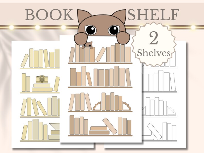 Coloring Pages Bookshelf Printable Reading Tracker Templates, Cat ...