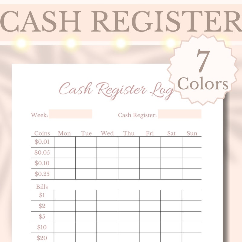 Register Count Sheet - Etsy