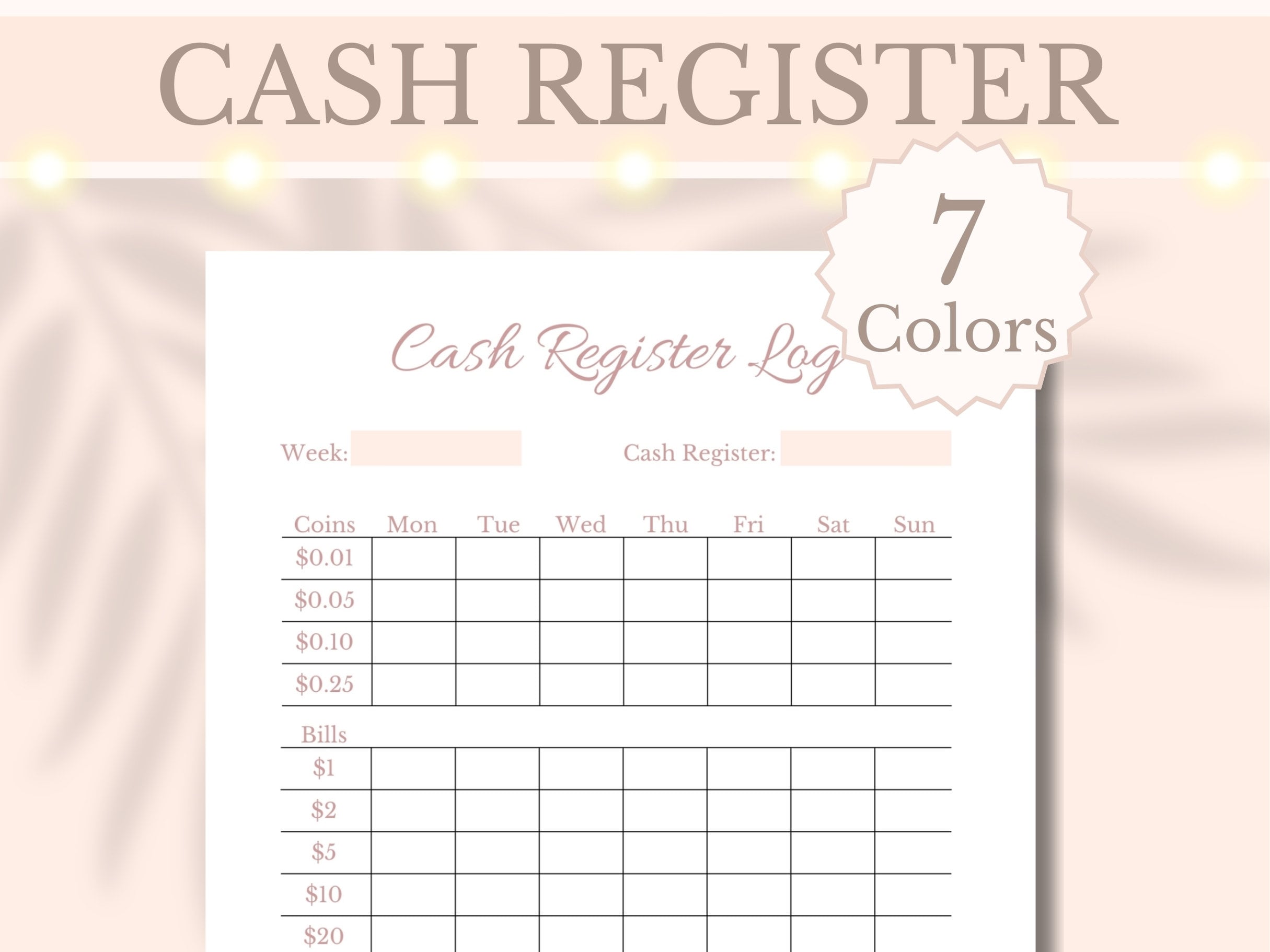 Cash Register Weekly Log Printable Drawer Till Balance Shop Closing Cashier Money Count Small Business Planner A4 A5 Letter Digital Download Etsy UK