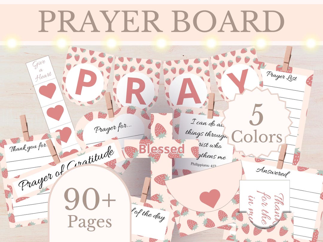 Prayer Board Kit Printable Strawberry Bulletin Board Kit Christian ...