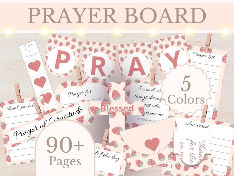 Prayer Board Kit Printable Strawberry Bulletin Board Kit Christian ...