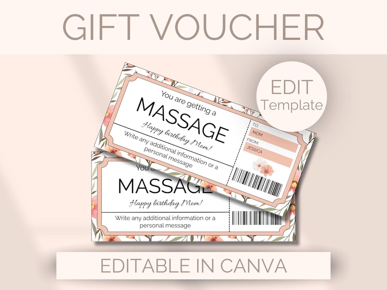 EDITABLE Massage Gift Voucher Template Massage Gift Certificate ...