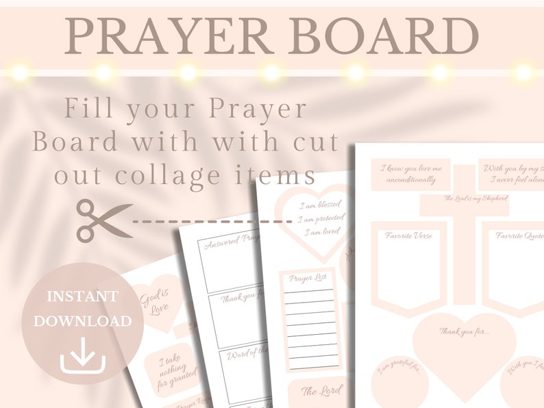 Prayer Board Kit Printable Christian DIY Collage Bible Study Gratitude ...