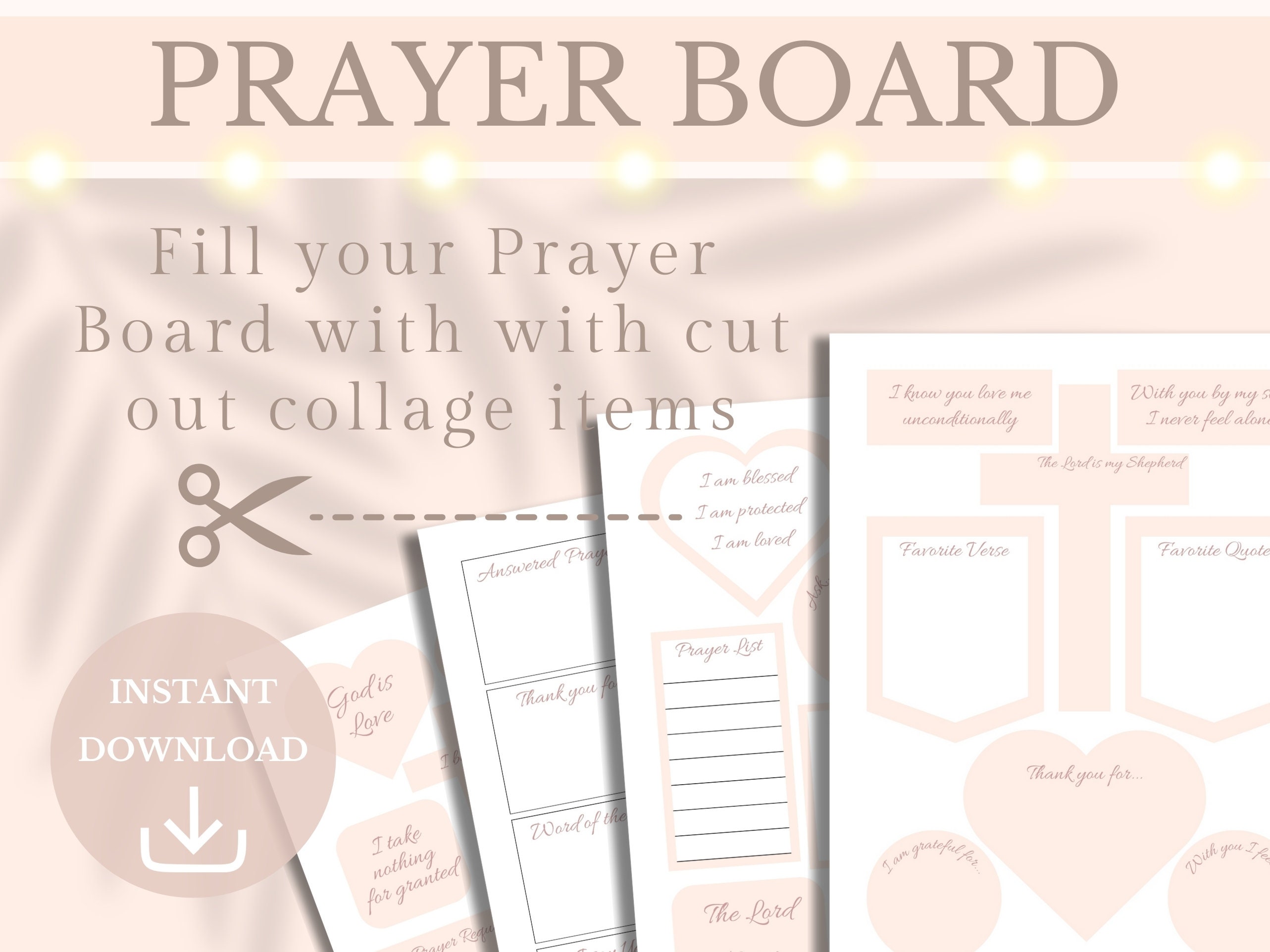 Prayer Board Kit Printable Christian DIY Collage Bible Study Gratitude ...