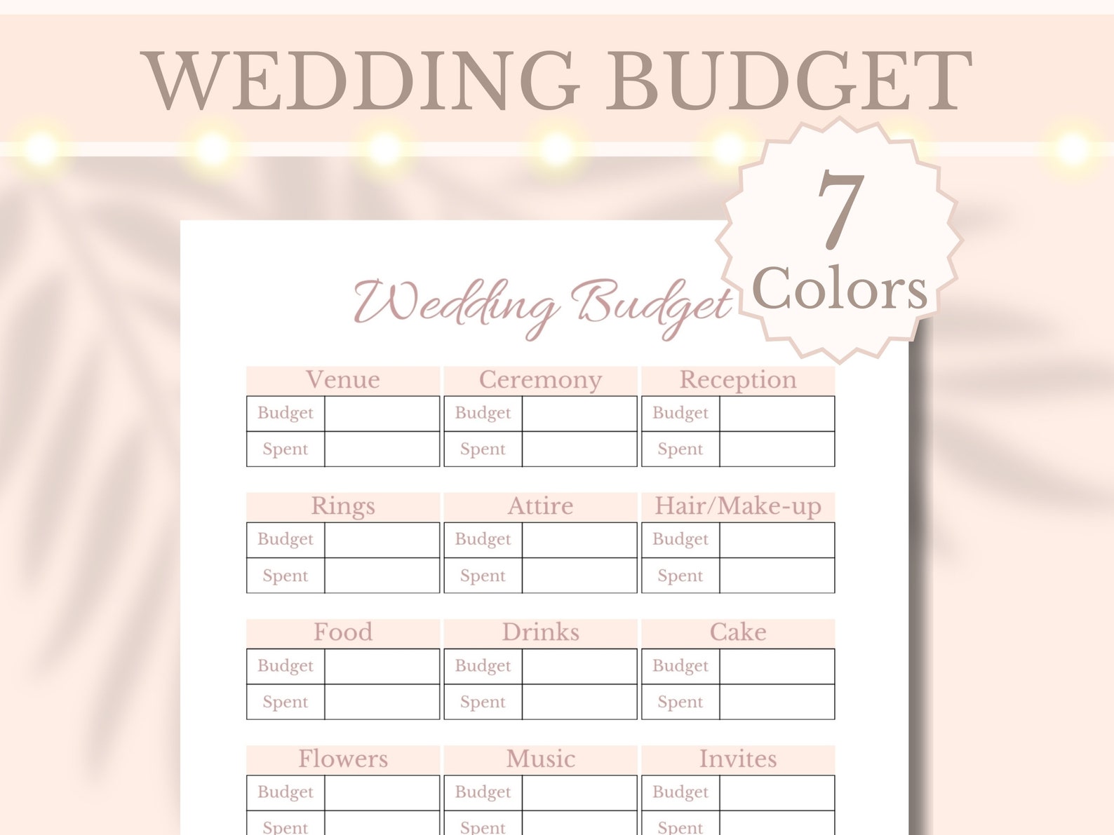 Wedding Budget Printable Planner Financial Organizer Expense Tracker ...