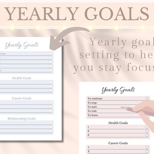 Yearly Goal Setting Printable Planner New Year's Resolution Tracker ...