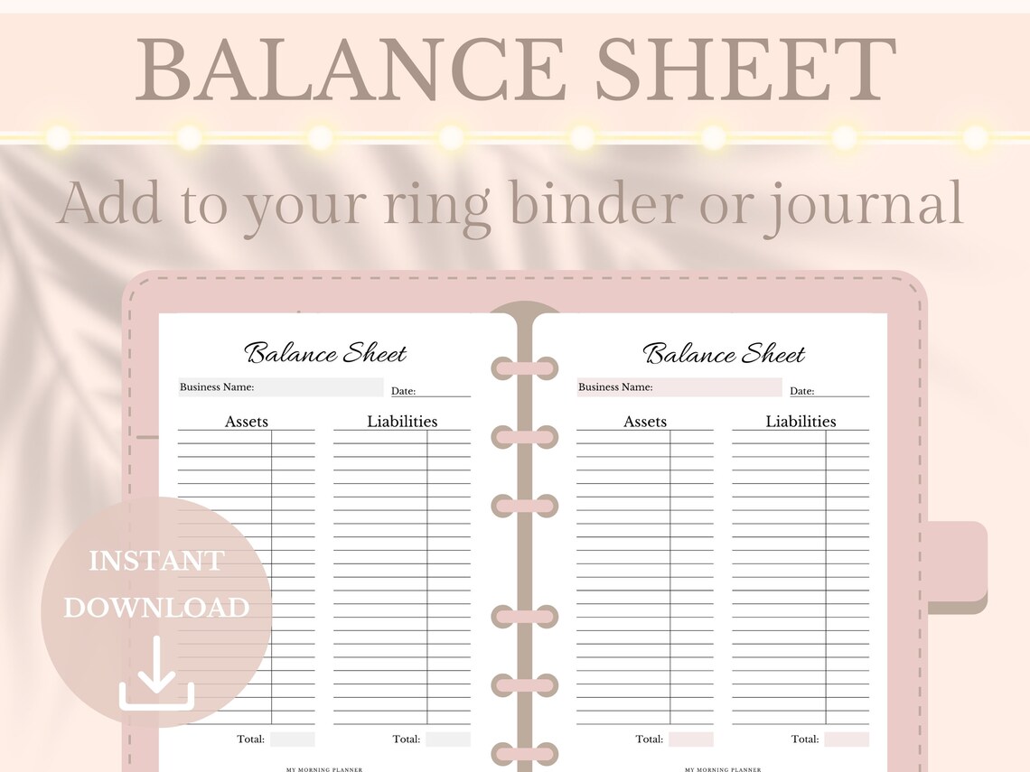 Balance Sheet Printable Planner for Small Business Bookkeeping ...