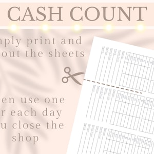 Cash Count Sheet Printable Cash Register Log Till Balance Cash ...