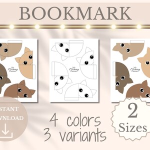 Cat Corner Bookmark DIY Printable, Colorful Cat Lover Gift Foldable ...