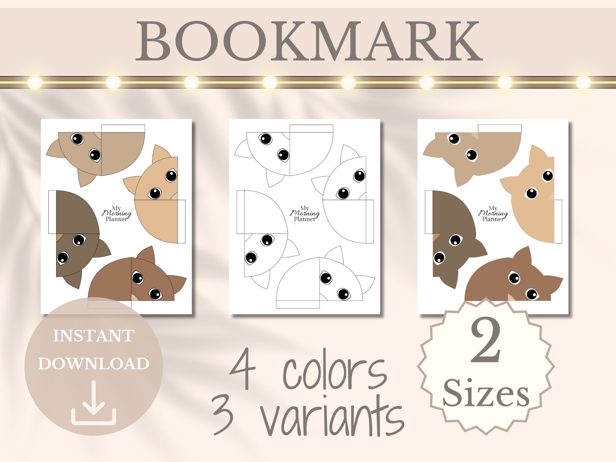 Cat Corner Bookmark DIY Printable, Colorful Cat Lover Gift Foldable ...