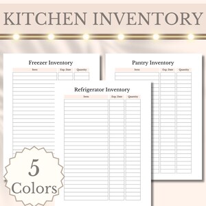 Kitchen Inventory Printable Tracker Food Log, Fridge Freezer Pantry ...