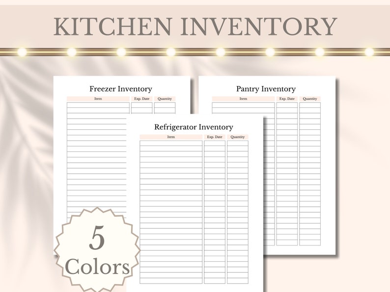 Kitchen Inventory Printable Tracker Food Log, Fridge Freezer Pantry ...
