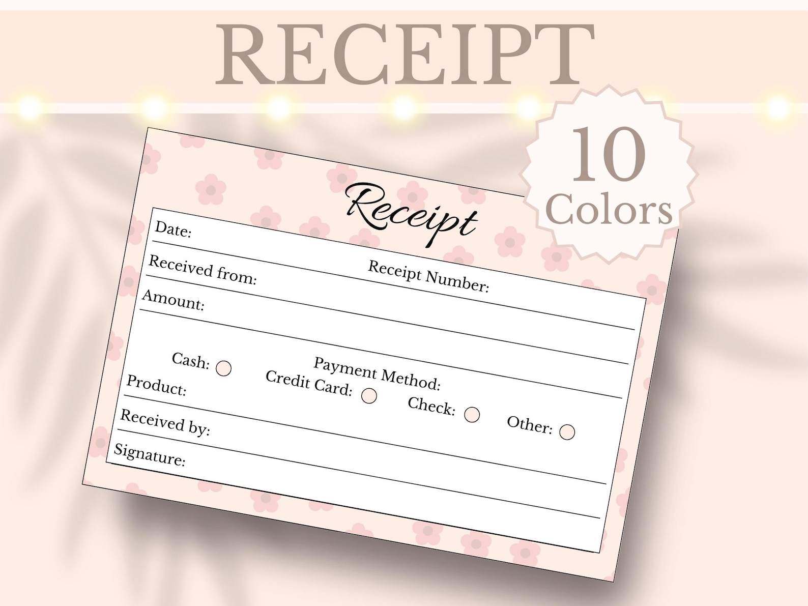 Simple Receipt Printable Customer Receipt Pink Cute Receipt for Small ...