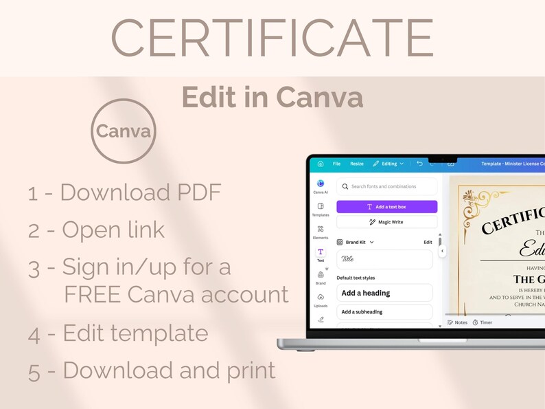 Editable Minister License Certificate Template License to Preach Pastor ...