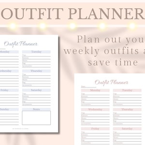 Work Outfit Planner Printable Wardrobe Organizer Clothe Ideas Tracker ...